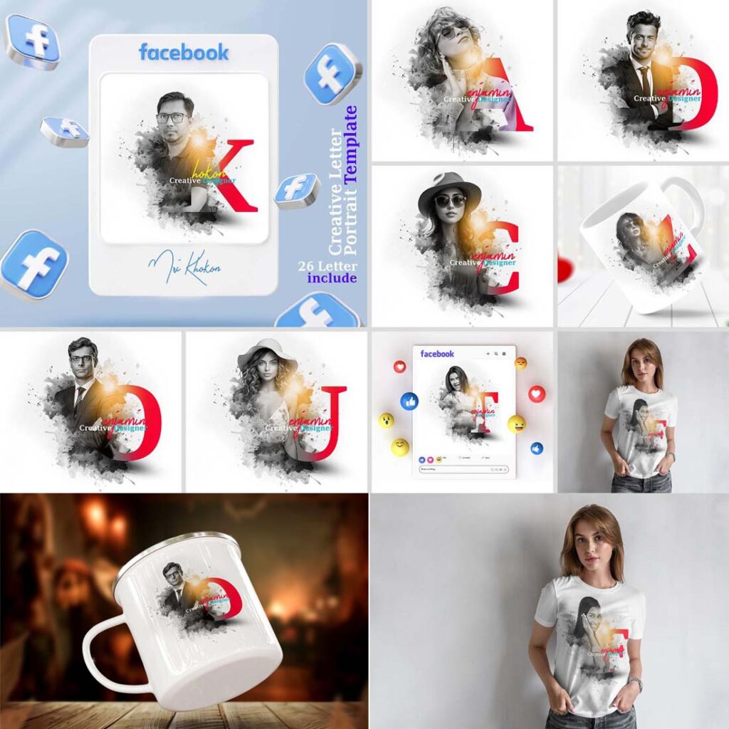 Creative Letter Portrait Template - MasterBundles