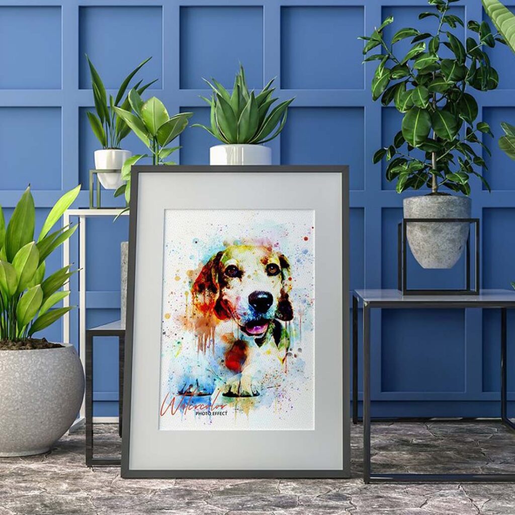 Dog Watercolor Painting Photo Effect - MasterBundles
