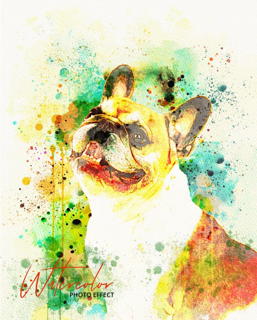 Dog Watercolor Painting Photo Effect - MasterBundles