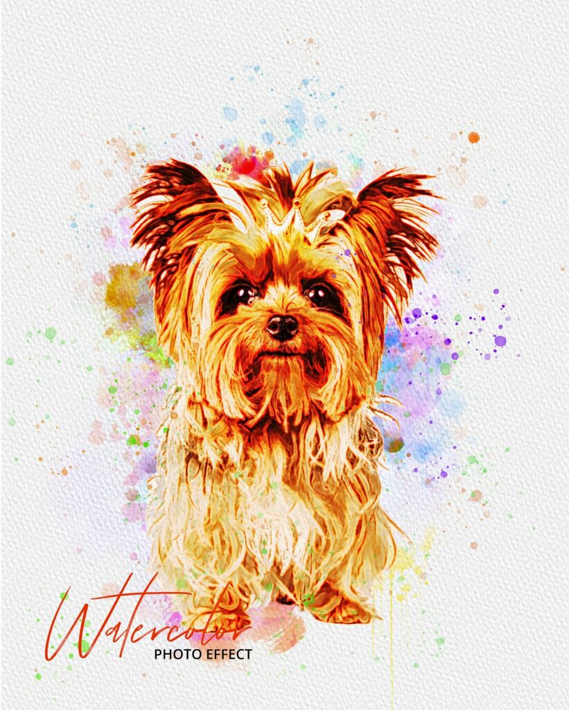 Dog Watercolor Painting Photo Effect - MasterBundles