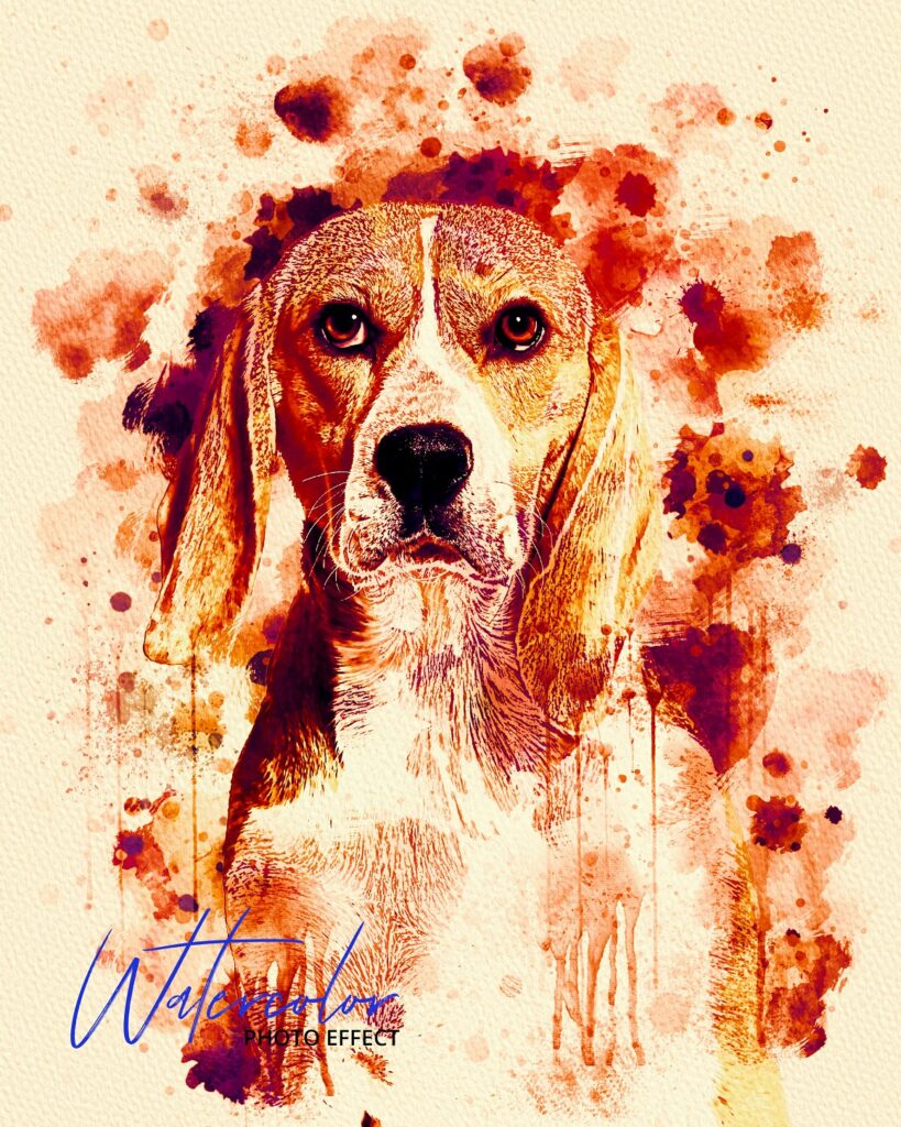 Dog Watercolor Painting Photo Effect - MasterBundles