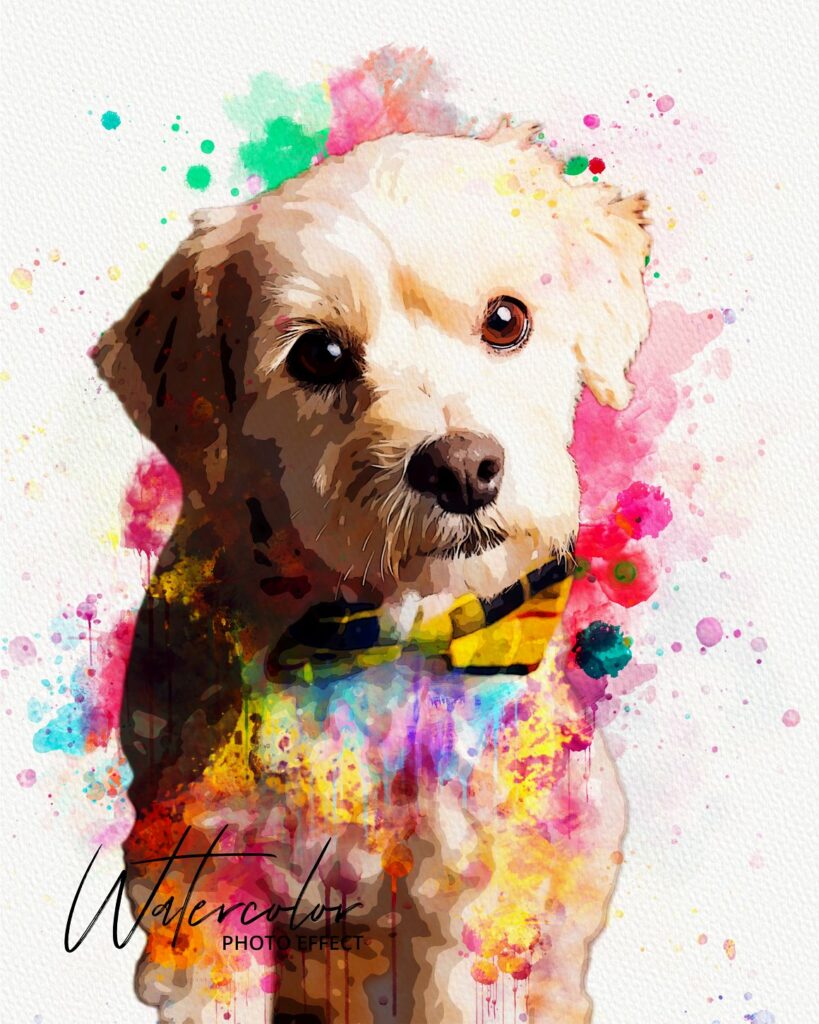 Watercolor Editable Dog Painting - MasterBundles