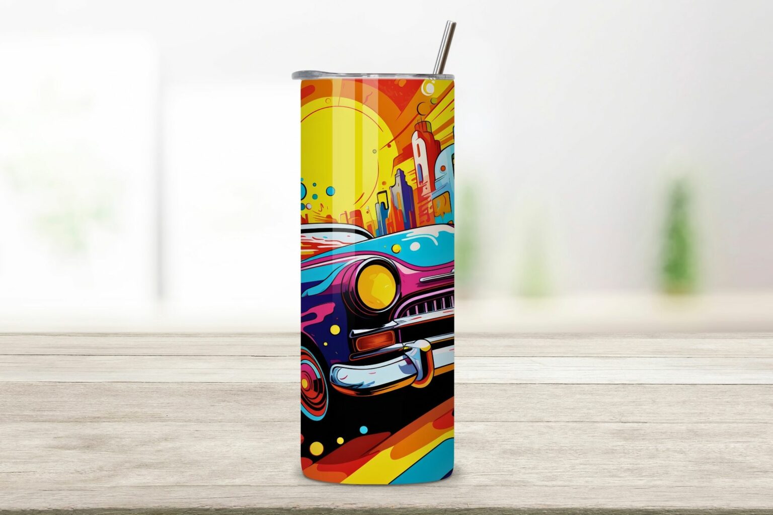 Pop Art Cars Tumbler Sublimation Wrap, 20oz PNG, car tumbler wrap ...