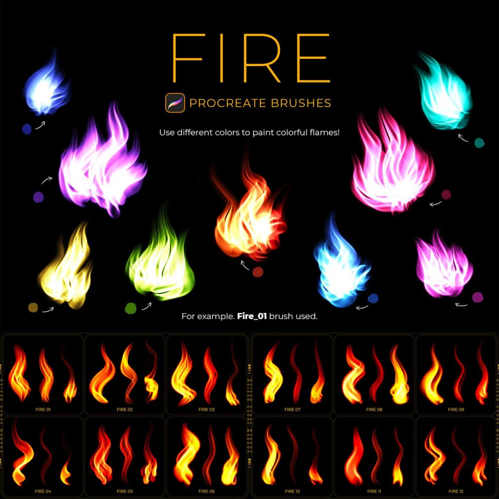Fire Procreate Brushes - MasterBundles