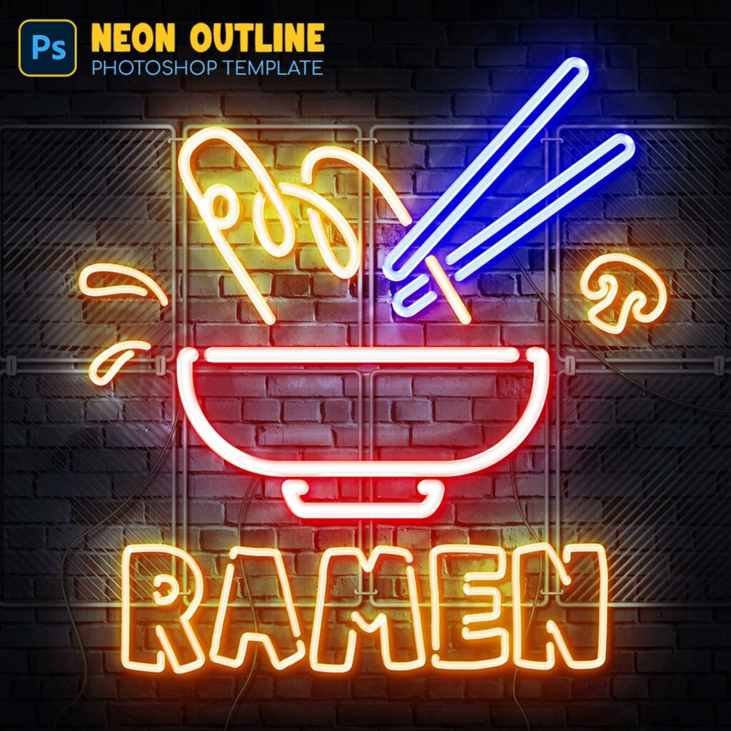 Neon Outline Photoshop Effect - MasterBundles