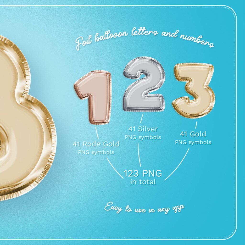 Foil Balloon PNG Letters - MasterBundles