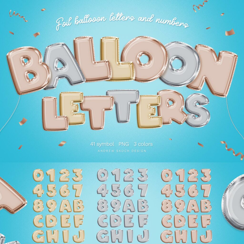 Foil Balloon PNG Letters - MasterBundles