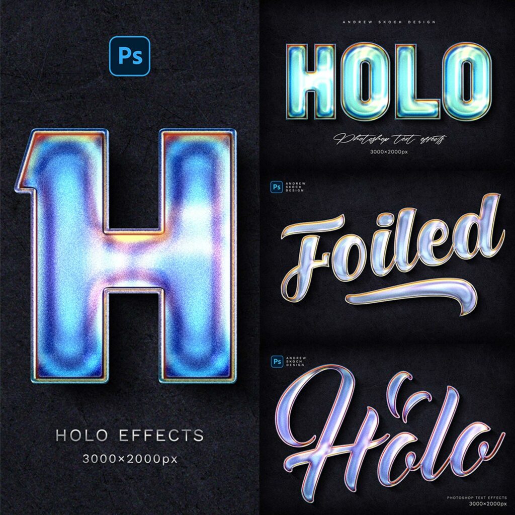 Holographic Text Effects - MasterBundles