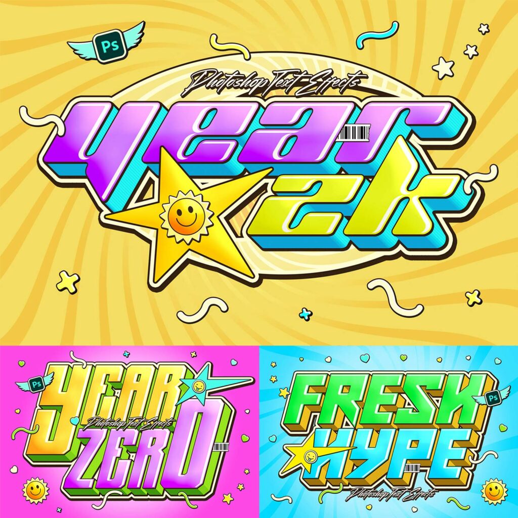 Y2k Text Effects - MasterBundles