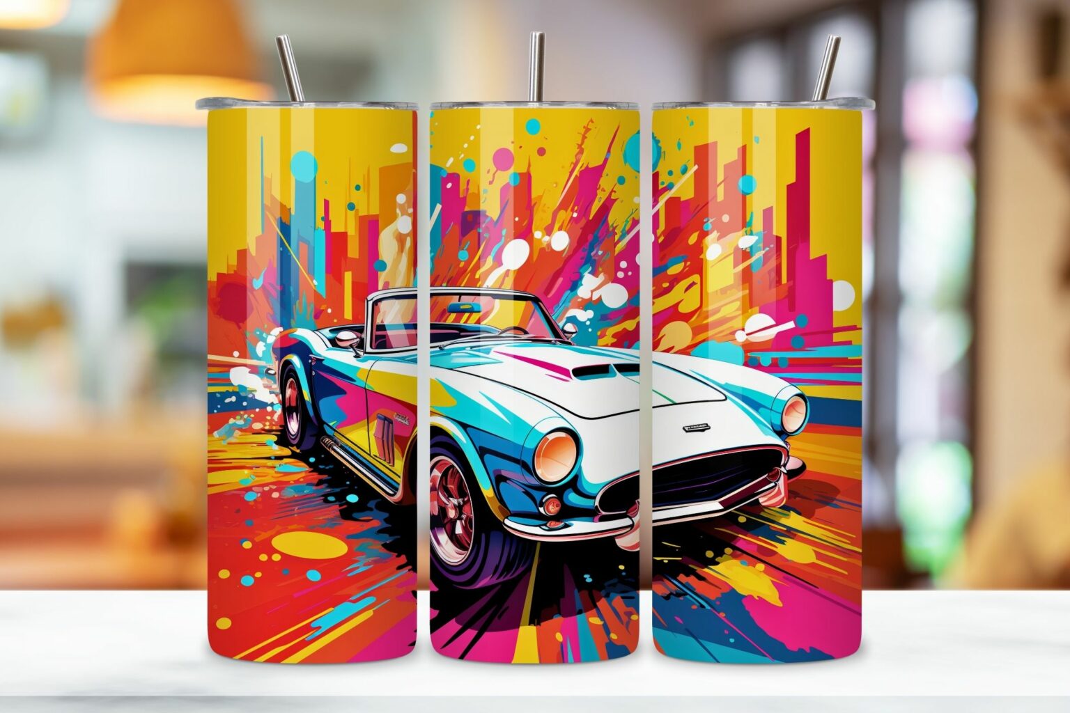 Pop Art Cars Tumbler Wrap, Sublimation PNG design, 20 oz, 20oz skinny ...