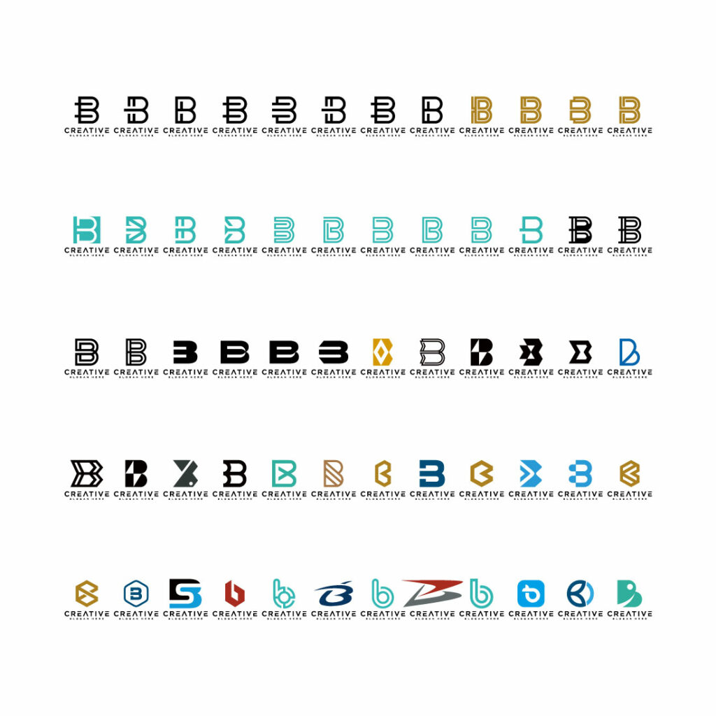 creative letter B icon set. design for business of luxury, elegant ...