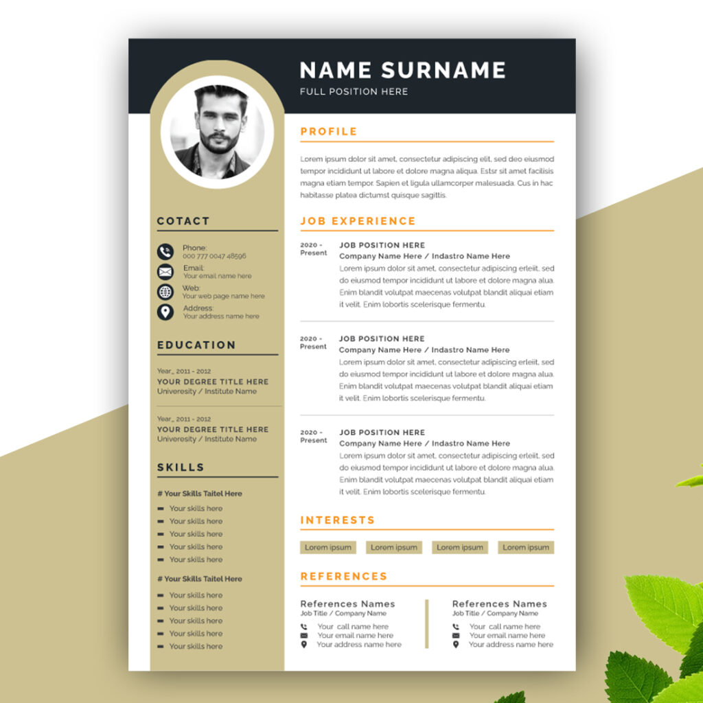 Professional Resume Layout with Photo Placeholder - MasterBundles