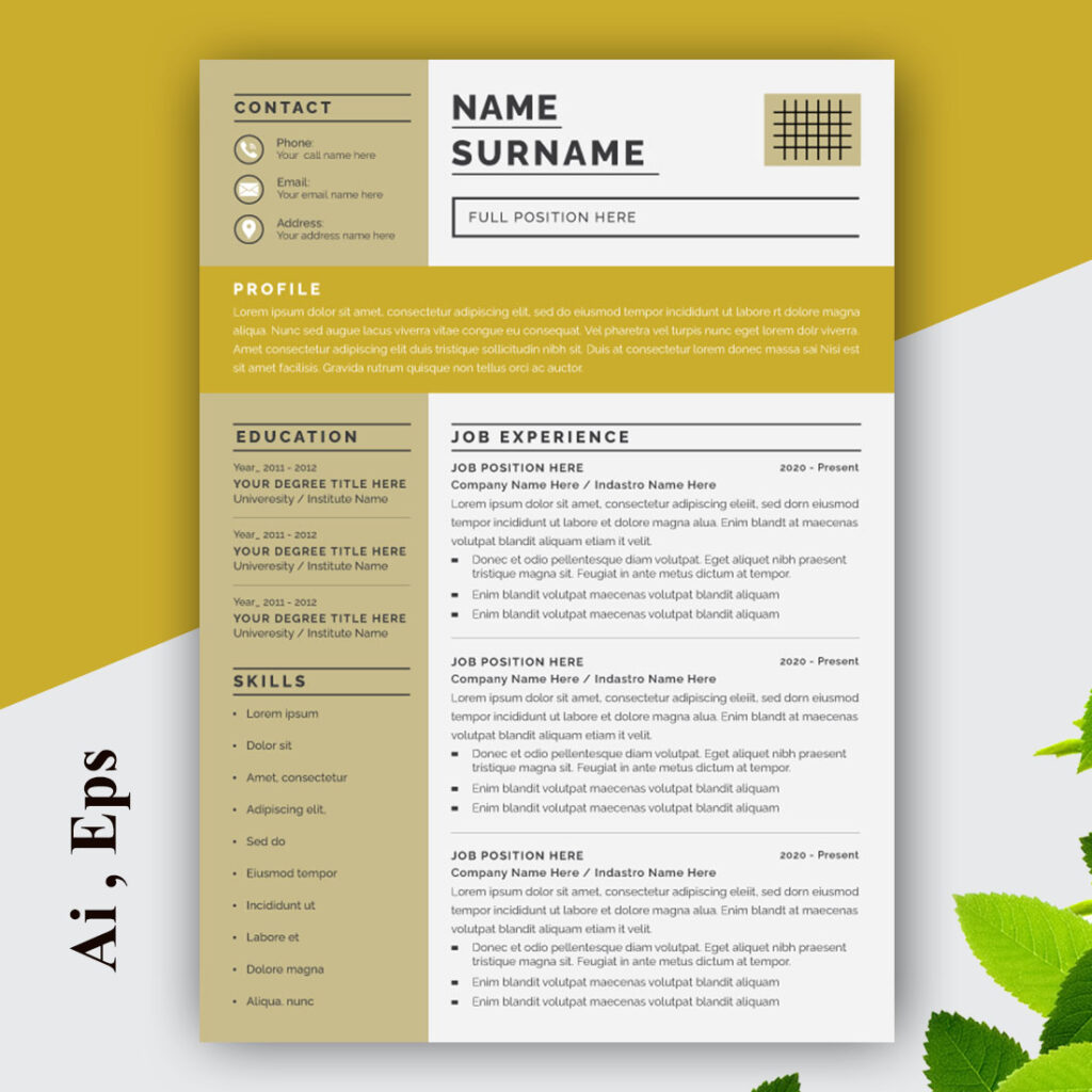 Creative Resume Layout with Cover Letter - MasterBundles