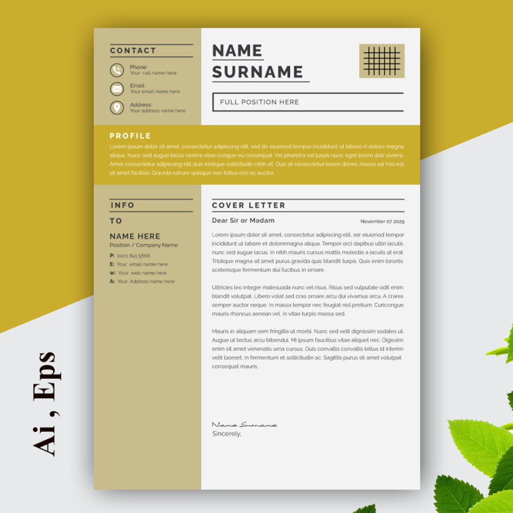 Creative Resume Layout with Cover Letter - MasterBundles