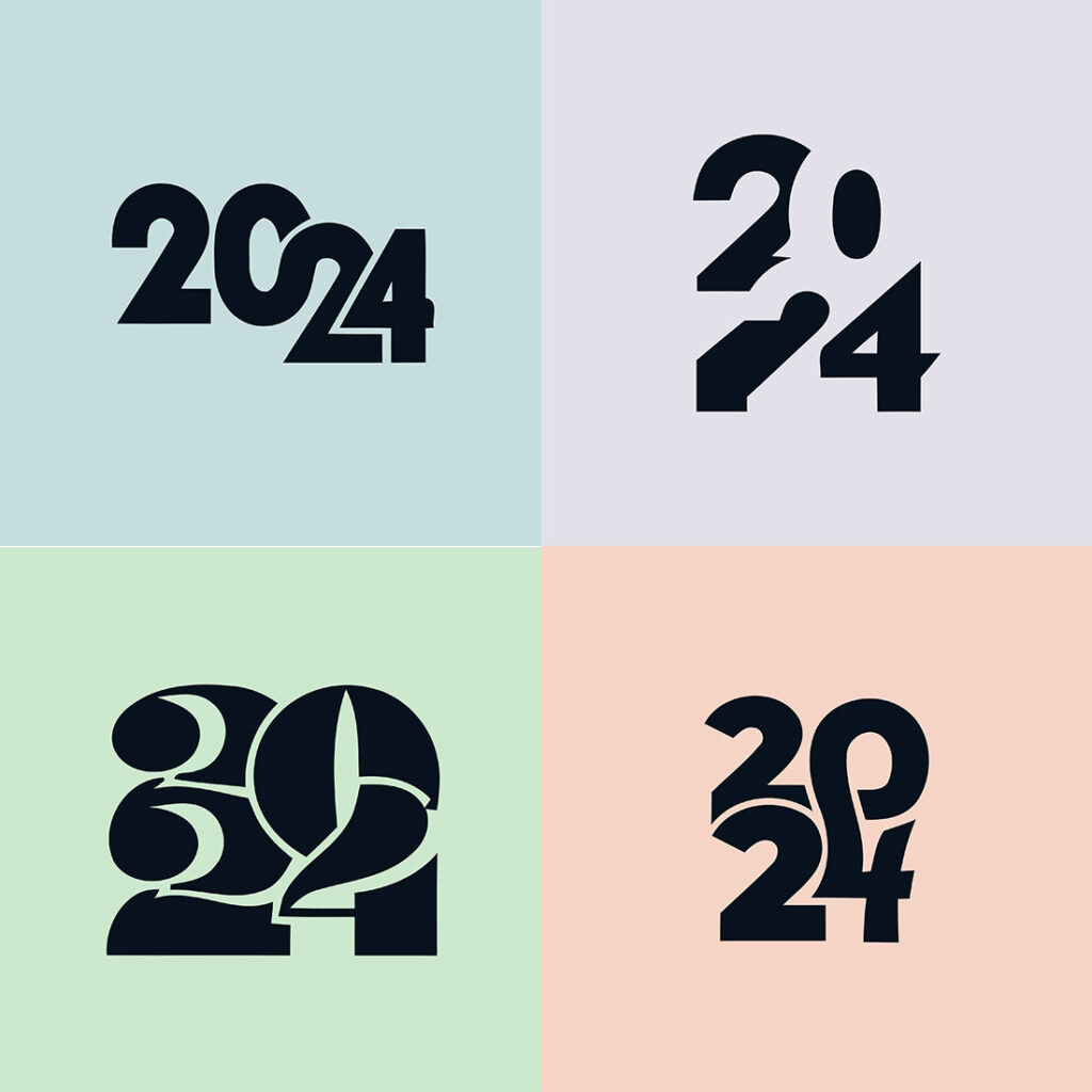 4 Set of 2024 number design template. 2024 - MasterBundles