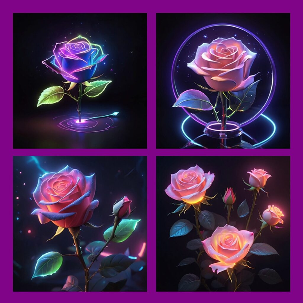 Rose - Beautiful Neon Effects Images Total = 04 - MasterBundles