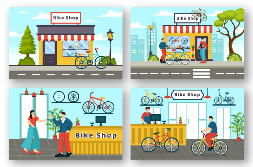 12 Bike Shop Illustration - MasterBundles