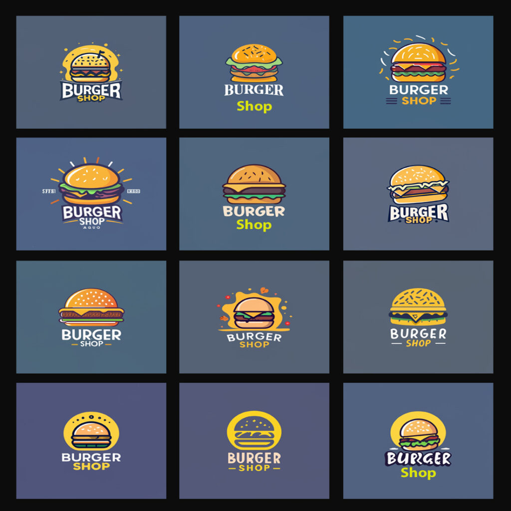 Burger Shop - Logo Design Template Total = 12 - MasterBundles