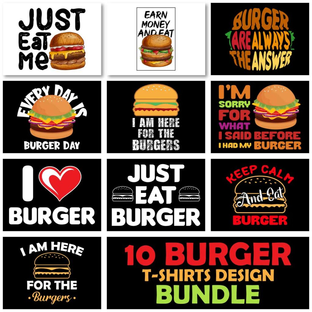 Best burger t-shirts design for burger lover - MasterBundles