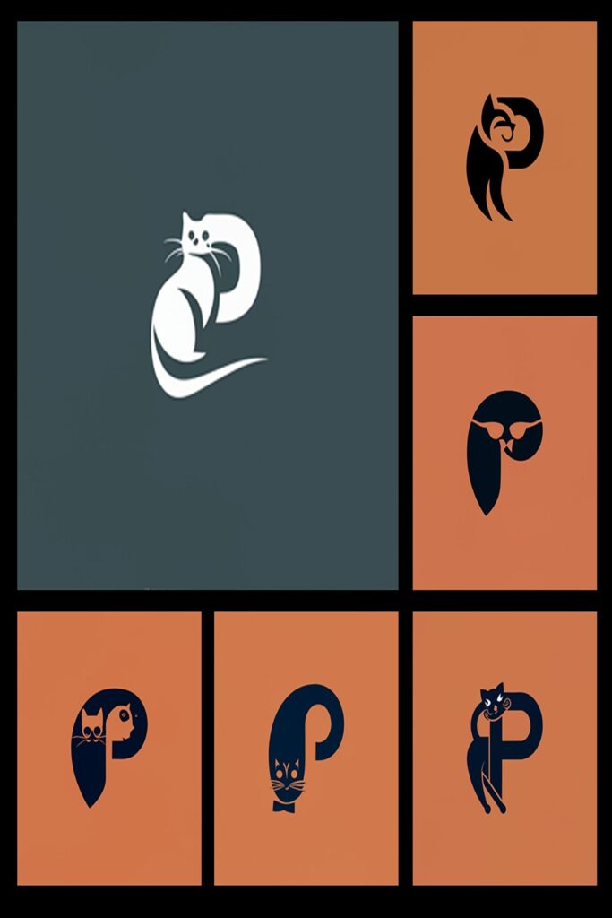 Letter "P" Logo - With Cat Shape Design Template Total = 06 - MasterBundles