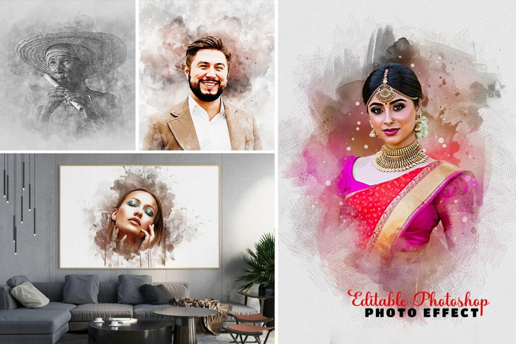 Editable Portrait Photo Effect Template - MasterBundles
