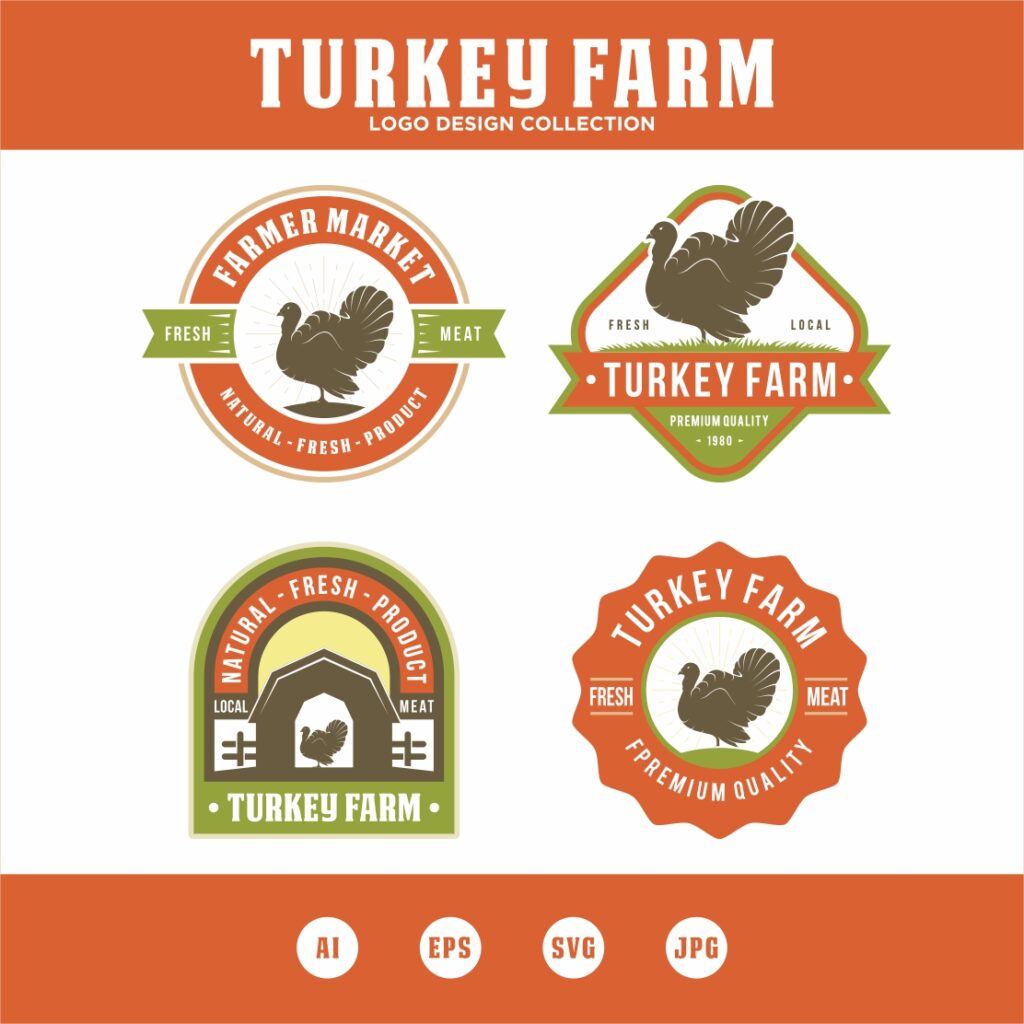 Turkey Farm logo design collection - only 10$ - MasterBundles