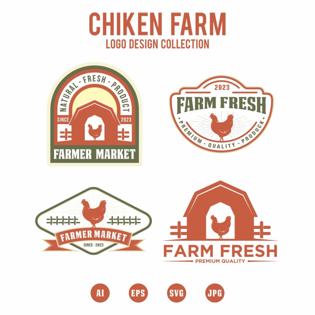Chicken Farm logo design collection - only 7$ - MasterBundles