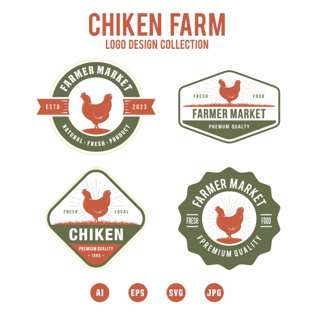 Chicken Farm logo design collection - only 7$ - MasterBundles