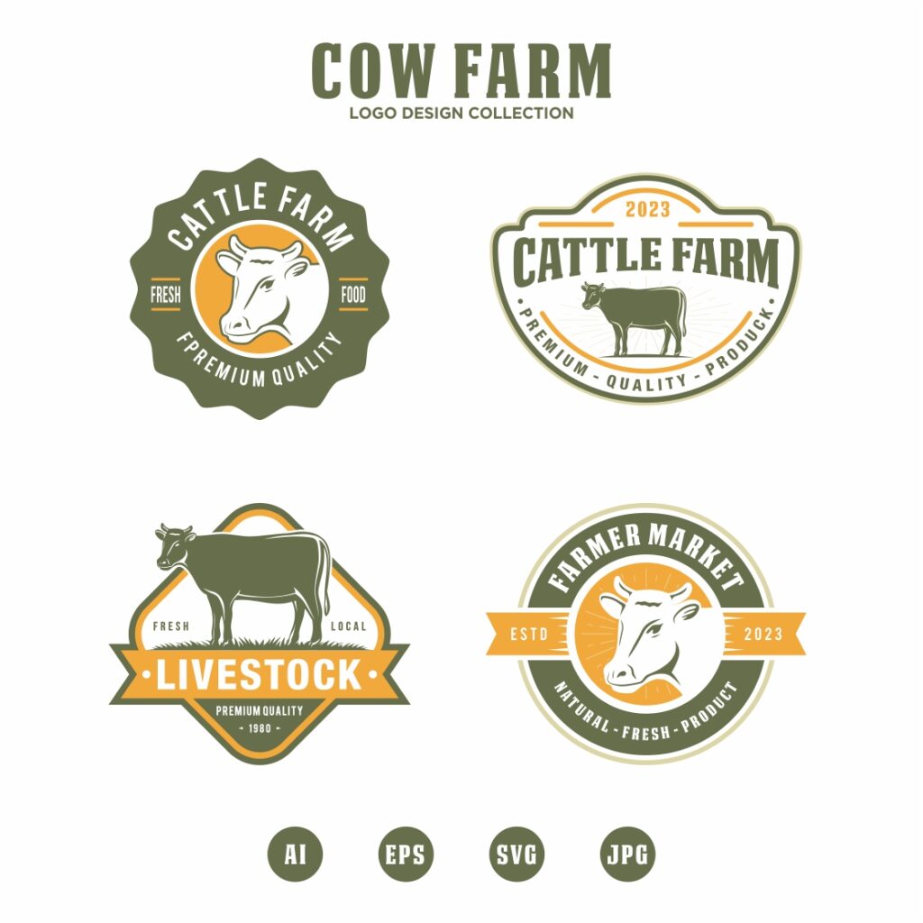 Cattle Farm logo design collection - only 10$ - MasterBundles