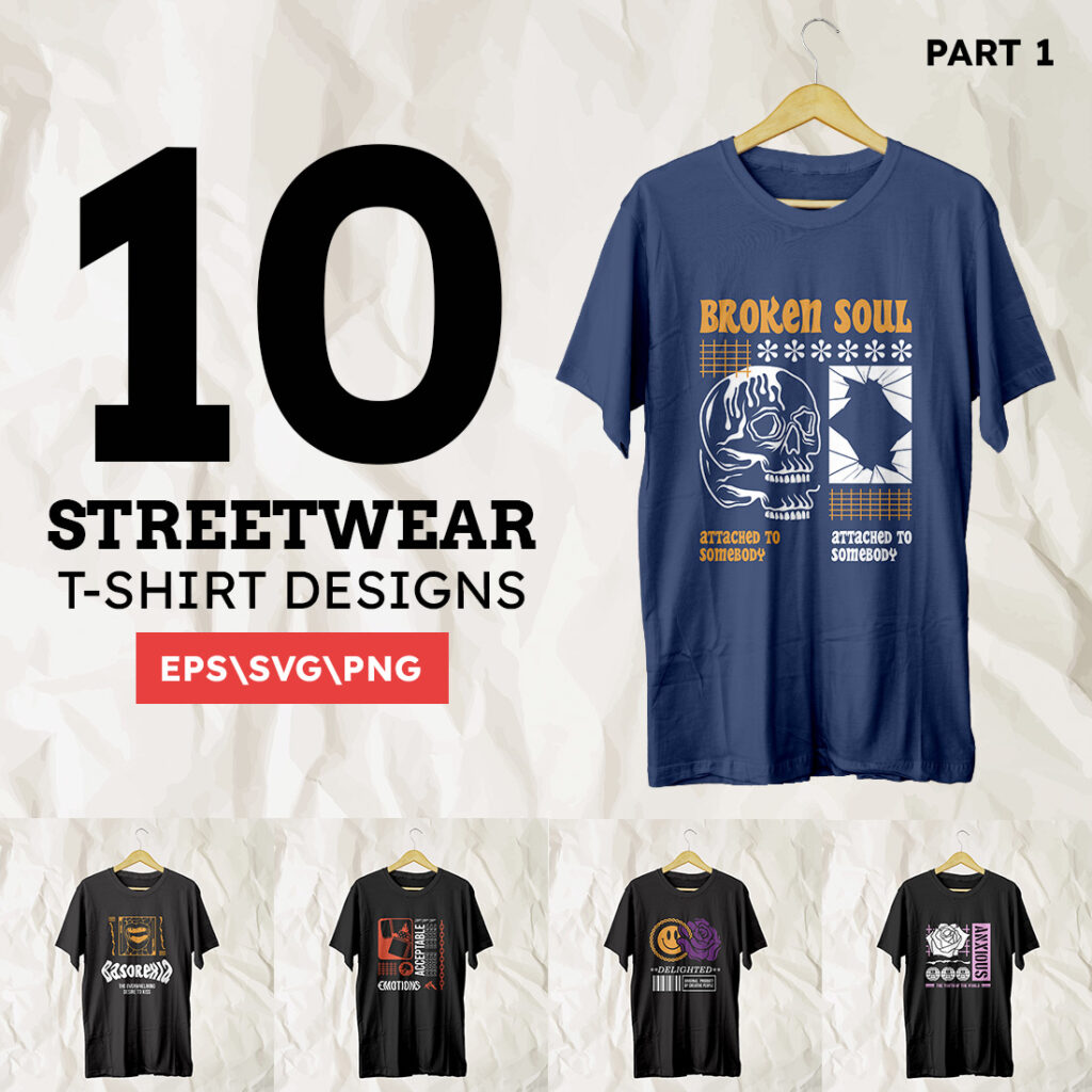 Streetwear T Shirt Designs Vector Bundle Masterbundles