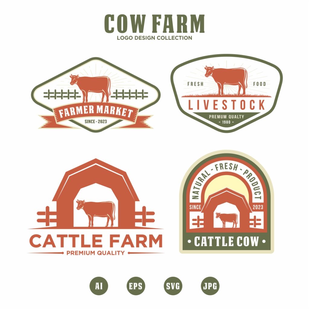 Cattle Farm logo design collection - only 10$ - MasterBundles