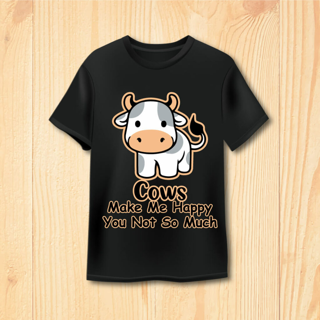 Cow t-shirt design with vector background - MasterBundles