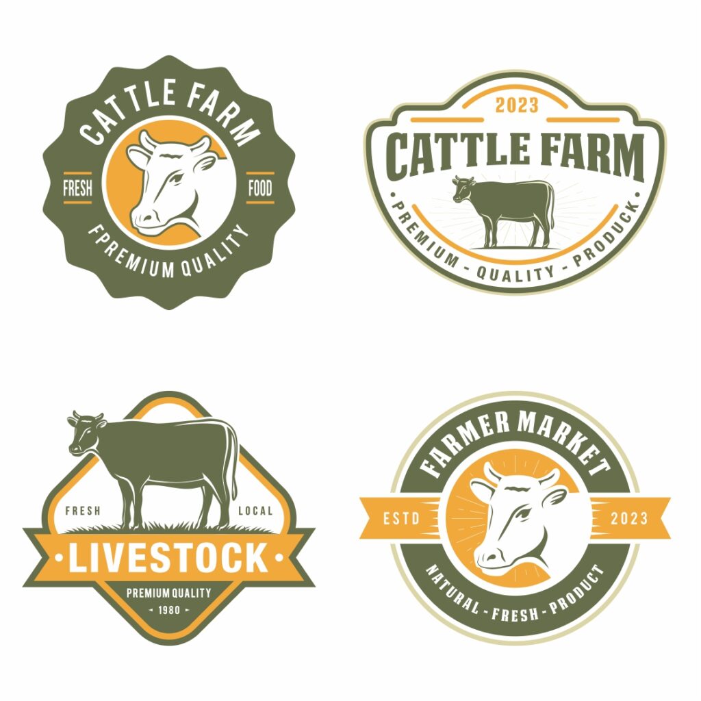 Cattle Farm logo design collection - only 10$ - MasterBundles