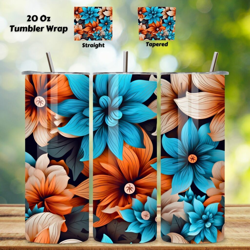 Symphonic Petal Tumbler Wrap, 3D Futuristic Seamless PNG, tumbler ...