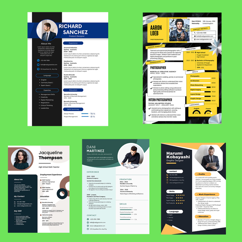 5 Modern Resume Design template - MasterBundles