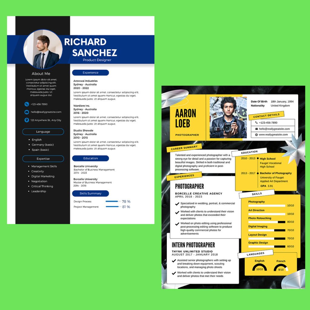 5 Modern Resume Design template - MasterBundles