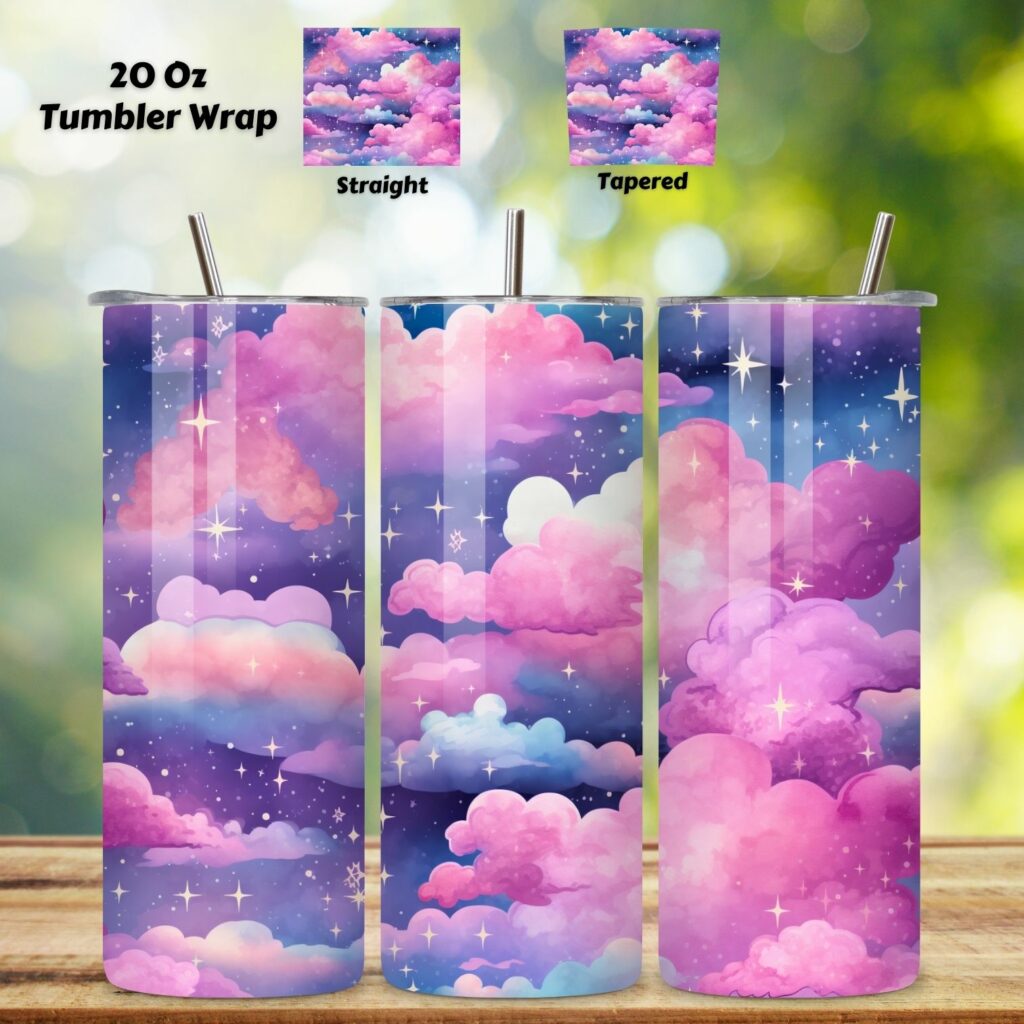 Seamless Sky Tumbler | Sublimation Design | 20oz Skinny Wrap, stars ...