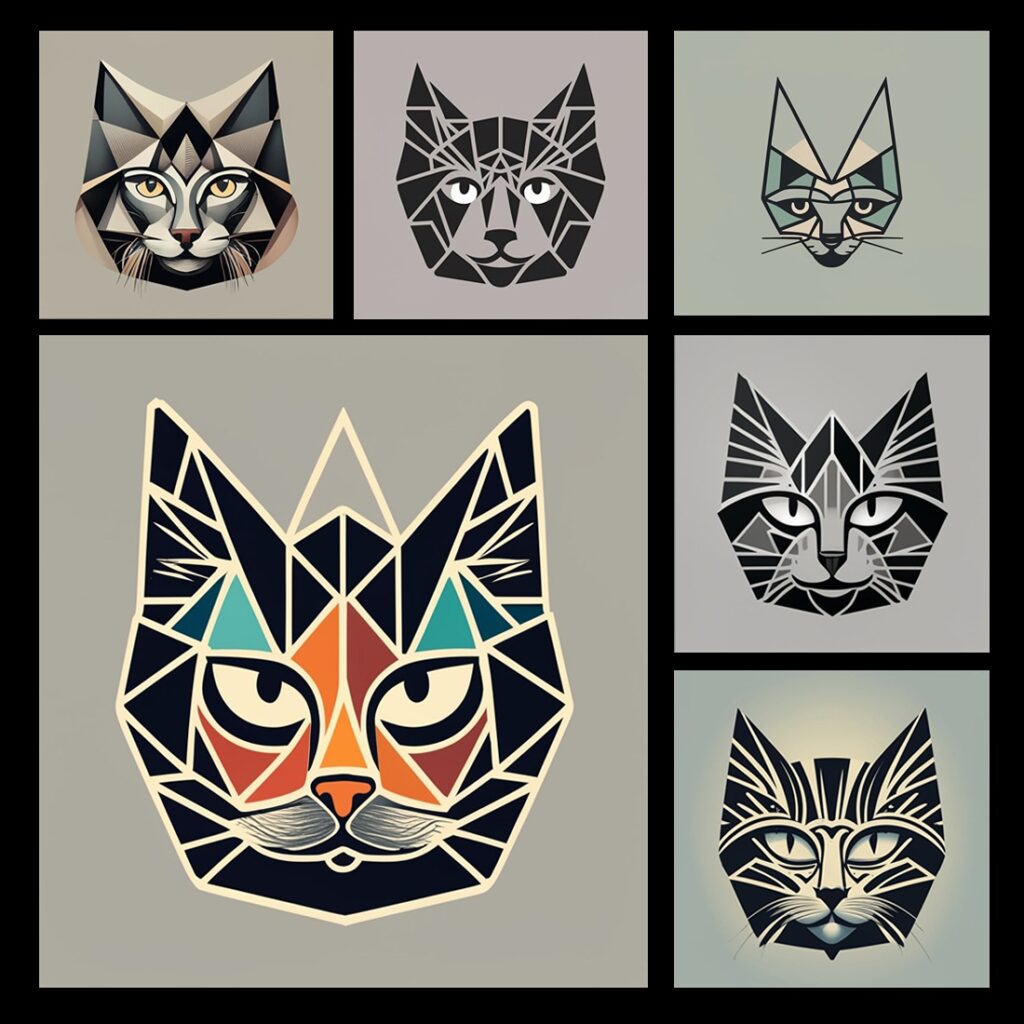 Geometric Cat Logo Design Template Total = 06 - MasterBundles