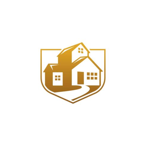 Modern House Gold Logo - MasterBundles