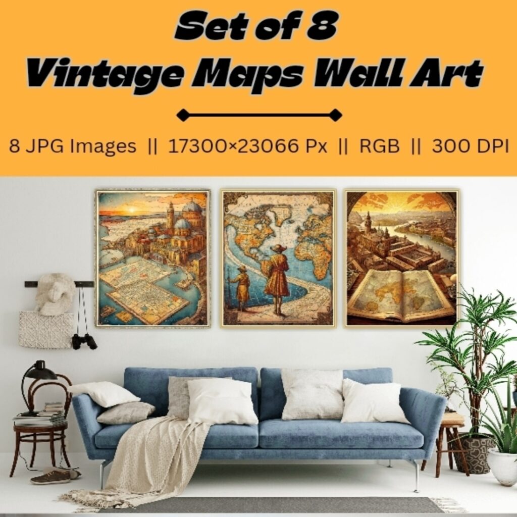 Discover the World: Vintage Maps Wall Art Collection - MasterBundles
