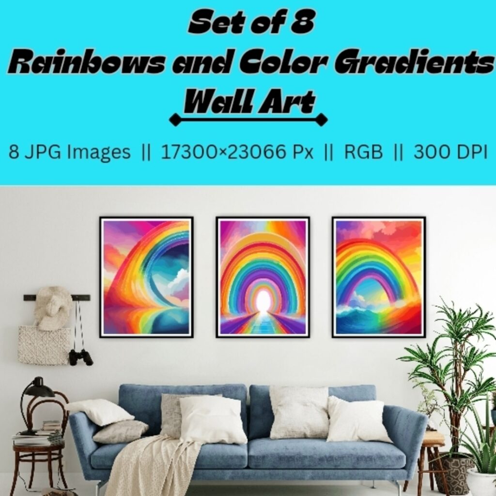 Chasing Rainbows: Colorful Gradients Wall Art Collection (8 image ...
