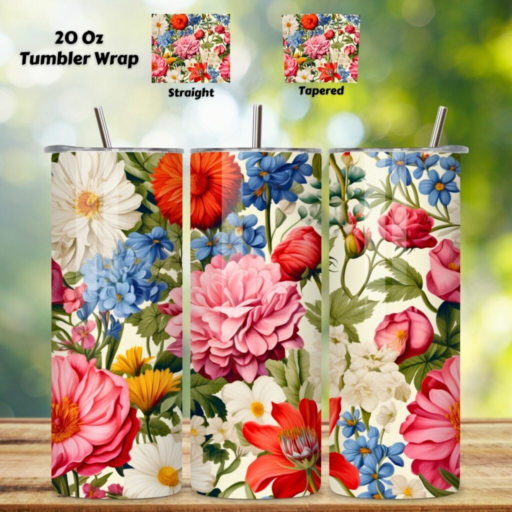 floral tumbler wrap | Seamless Tumbler Wrap, floral Tumbler Wrap ...