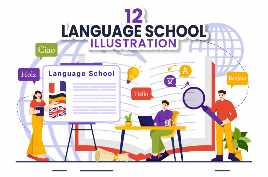 12 Language School Illustration - MasterBundles