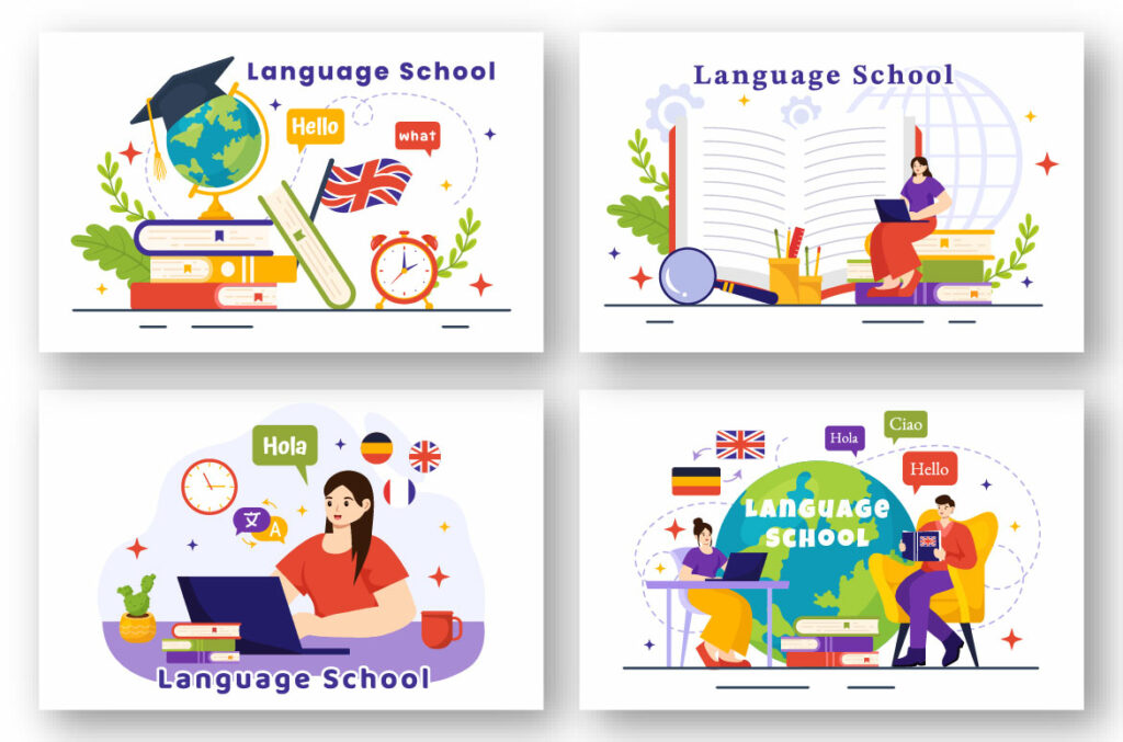 12 Language School Illustration - MasterBundles