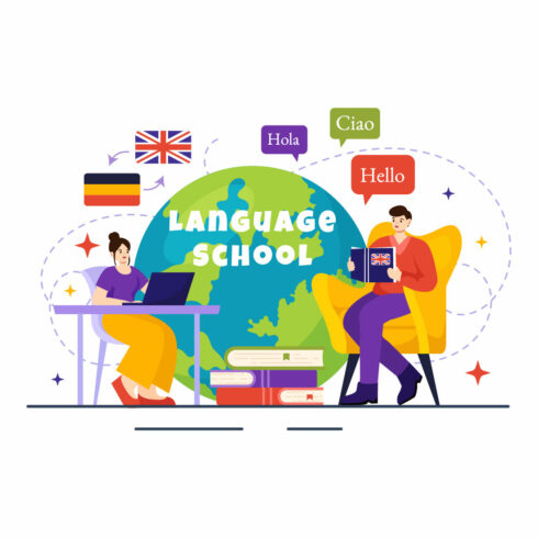 12 Language School Illustration - MasterBundles