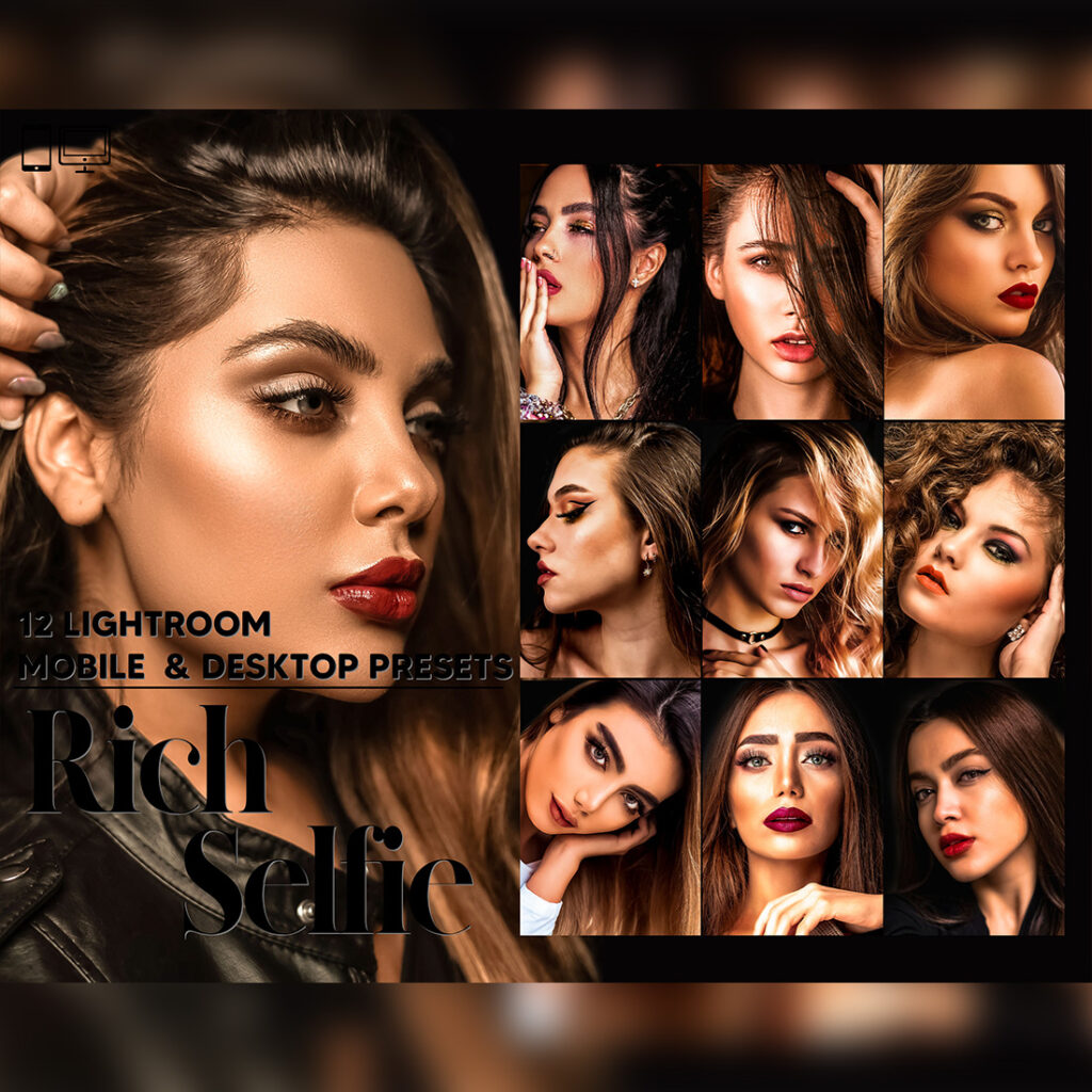 12 Rich Selfie Lightroom Presets, Moody Mobile Editing, Lux Desktop LR ...