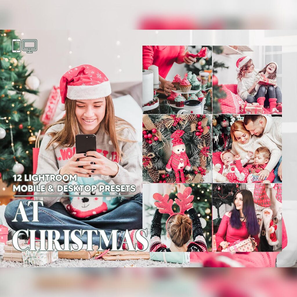 12 At Christmas Lightroom Presets, Winter Mobile Preset, Bright Desktop ...