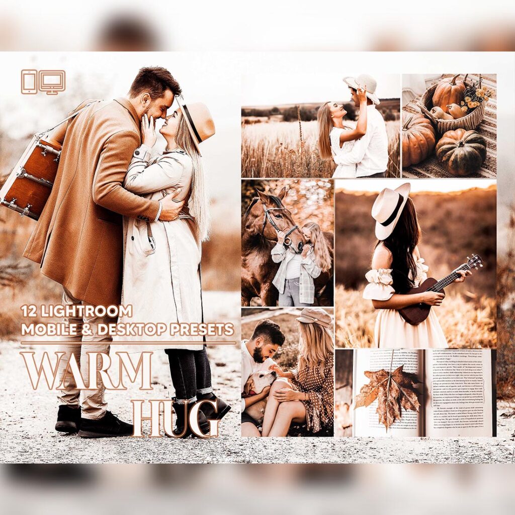 12 Warm Hug Lightroom Presets, Love Mobile Preset, Autumn Desktop LR Lifestyle DNG Instagram ...
