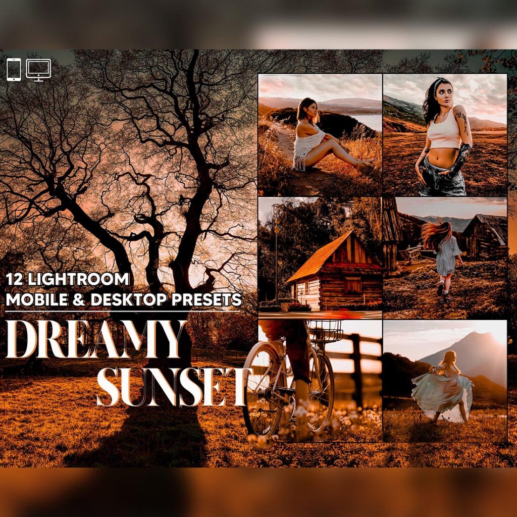 12 Dreamy Sunset Lightroom Presets, Golden Hour Mobile Preset, Moody ...
