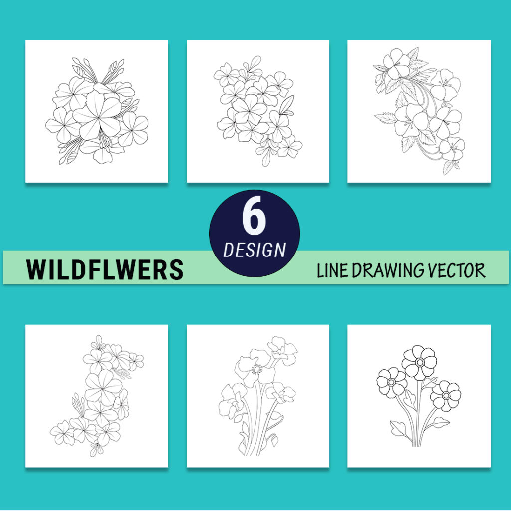 easy simple wildflower drawing, minimalist wildflower drawing ...